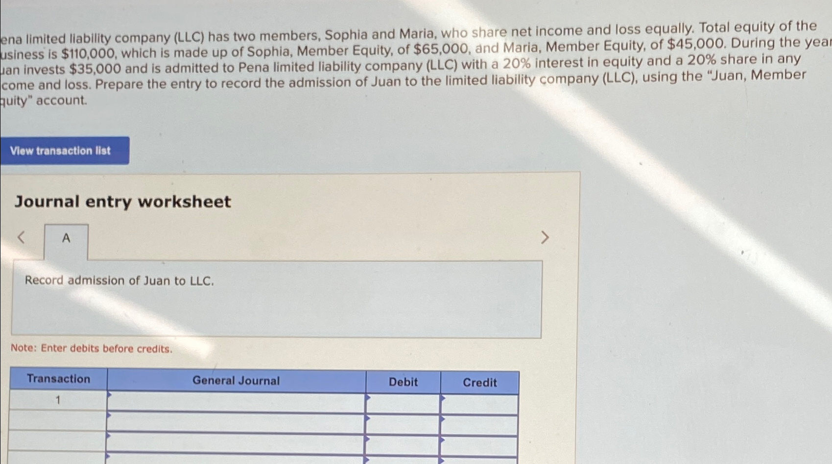 Solved Pena limited liability company (LLC) ﻿has two | Chegg.com