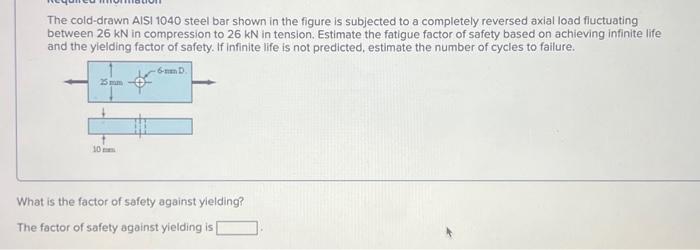 Solved The cold-drawn AISI 1040 steel bar shown in the | Chegg.com