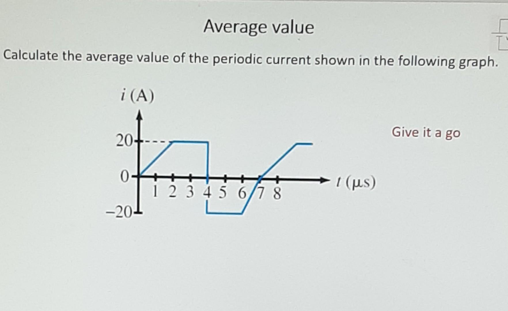 Solved Average value Calculate the average value of the | Chegg.com