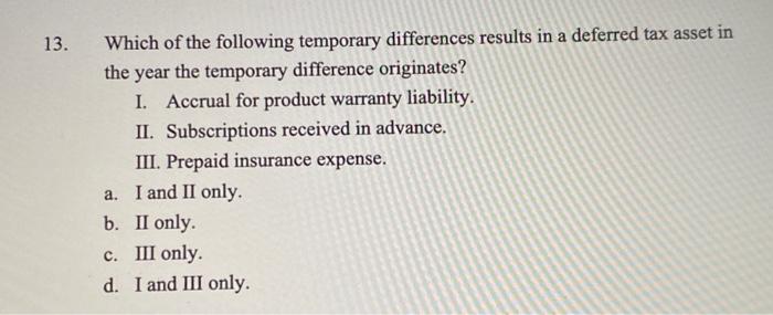 Solved 3. Which of the following temporary differences | Chegg.com