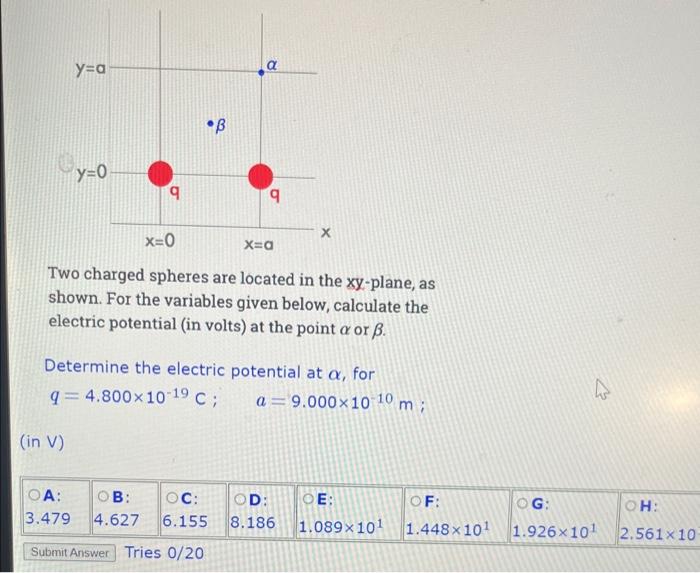 Solved Two charged spheres are located in the xy-plane, as | Chegg.com
