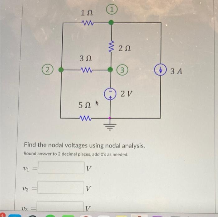 Solved Find the nodal voltages using nodal analysis. Round | Chegg.com