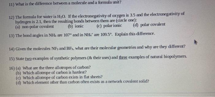 Solved 11) What is the difference between a molecule and a | Chegg.com