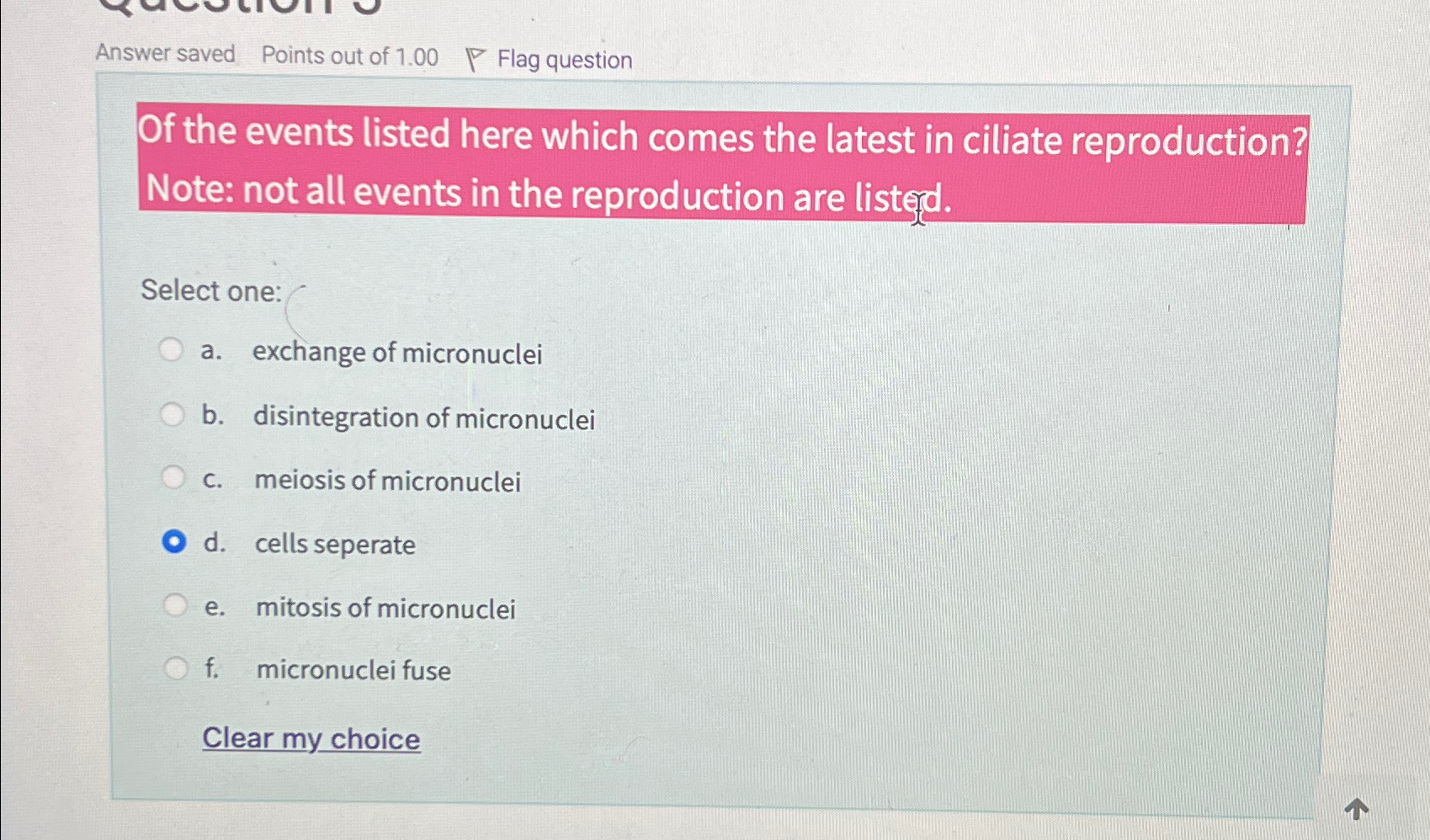 Solved Answer savedPoints out of 1.00Flag questionOf the | Chegg.com