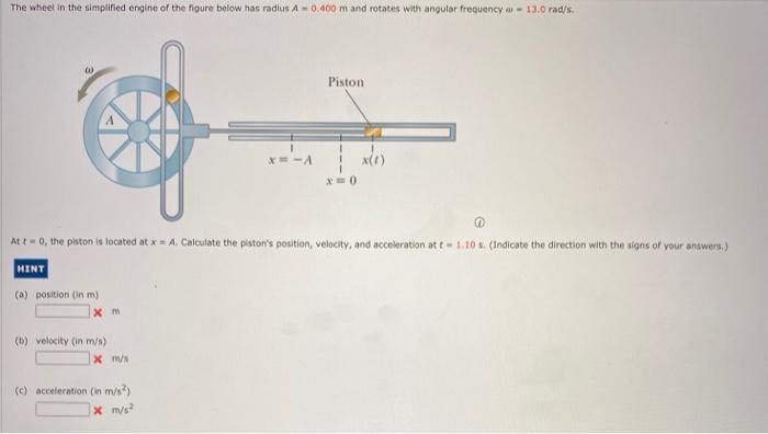 Solved The wheel in the simplified engine of the figure | Chegg.com