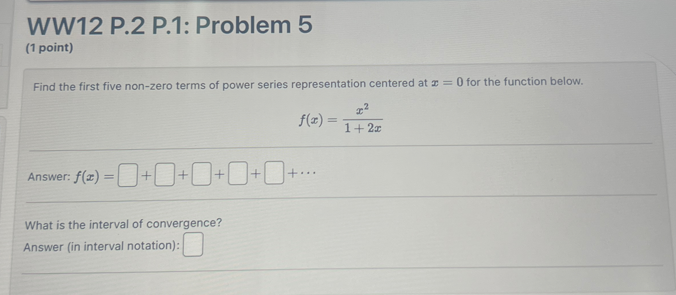 Solved WW12 ﻿P. 2 ﻿P.1: Problem 5(1 ﻿point)Find the first | Chegg.com