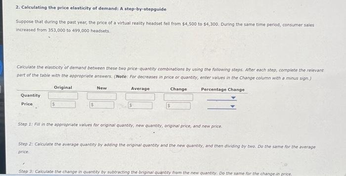Solved 2. Calculating the price elasticity of demand: A | Chegg.com