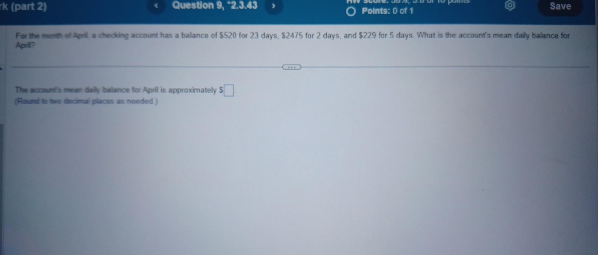 Solved For the month of Aprit a checking account has a | Chegg.com