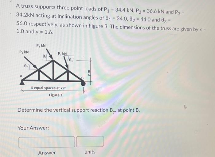 Solved A truss supports three point loads of | Chegg.com