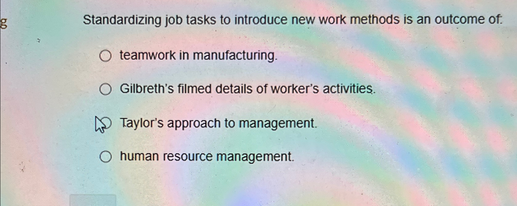 Solved Standardizing job tasks to introduce new work methods | Chegg.com