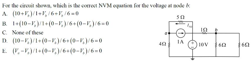 Solved For the circuit shown, which is the correct NVM | Chegg.com