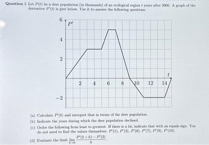Solved Question 3 Let P(t) be a deer population (in | Chegg.com
