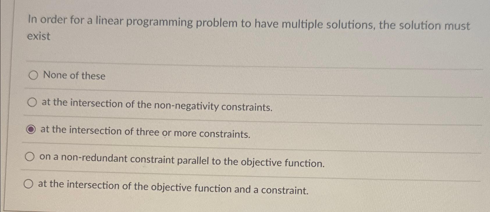 Solved In order for a linear programming problem to have | Chegg.com