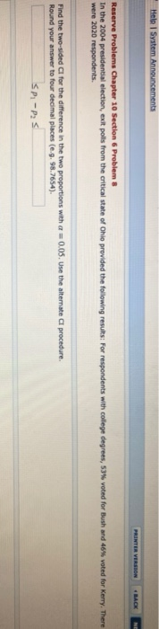 Solved Help System Announcements PRINTER VERSION BACK NE | Chegg.com