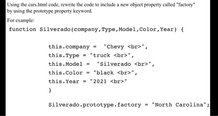 Solved Using the cars.html code, rewrite the code to include | Chegg.com