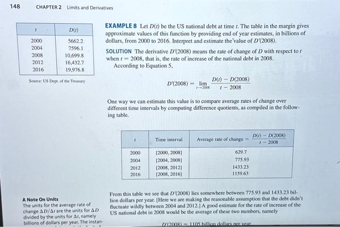 Solved 148 CHAPTER 2 Limits and Derivatives EXAMPLE 8 Let | Chegg.com