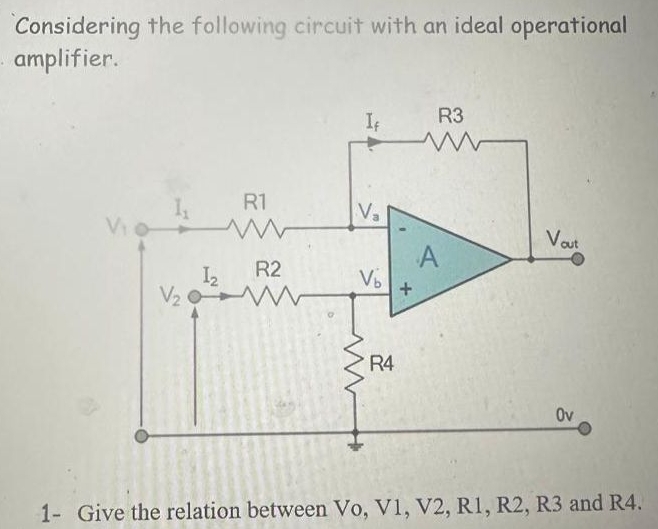 Solved Considering the following circuit with an ideal | Chegg.com