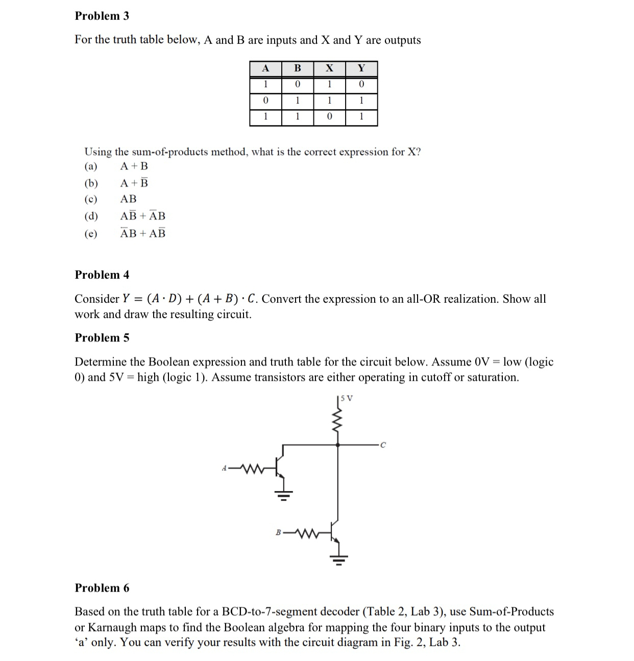 Solved Problem 5Determine the Boolean expression and truth | Chegg.com