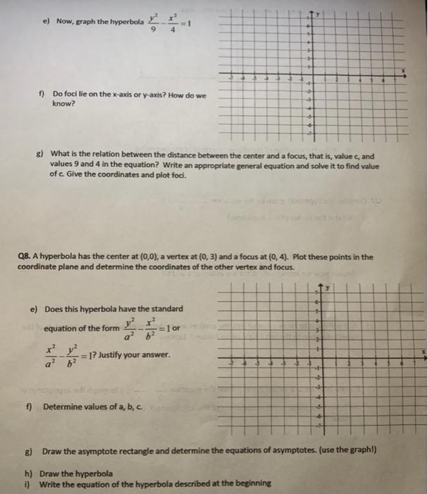 Solved Q7. Consider the hyperbola given by the equation a) | Chegg.com