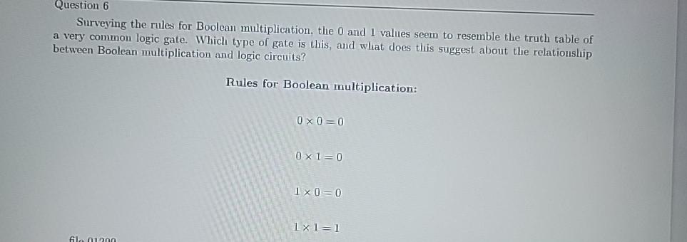 Solved Question 6Surveying the rules for Boolean | Chegg.com