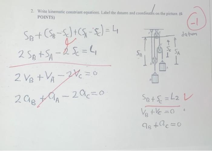 Solved 2. Write kinematic constriant equations. Label the | Chegg.com