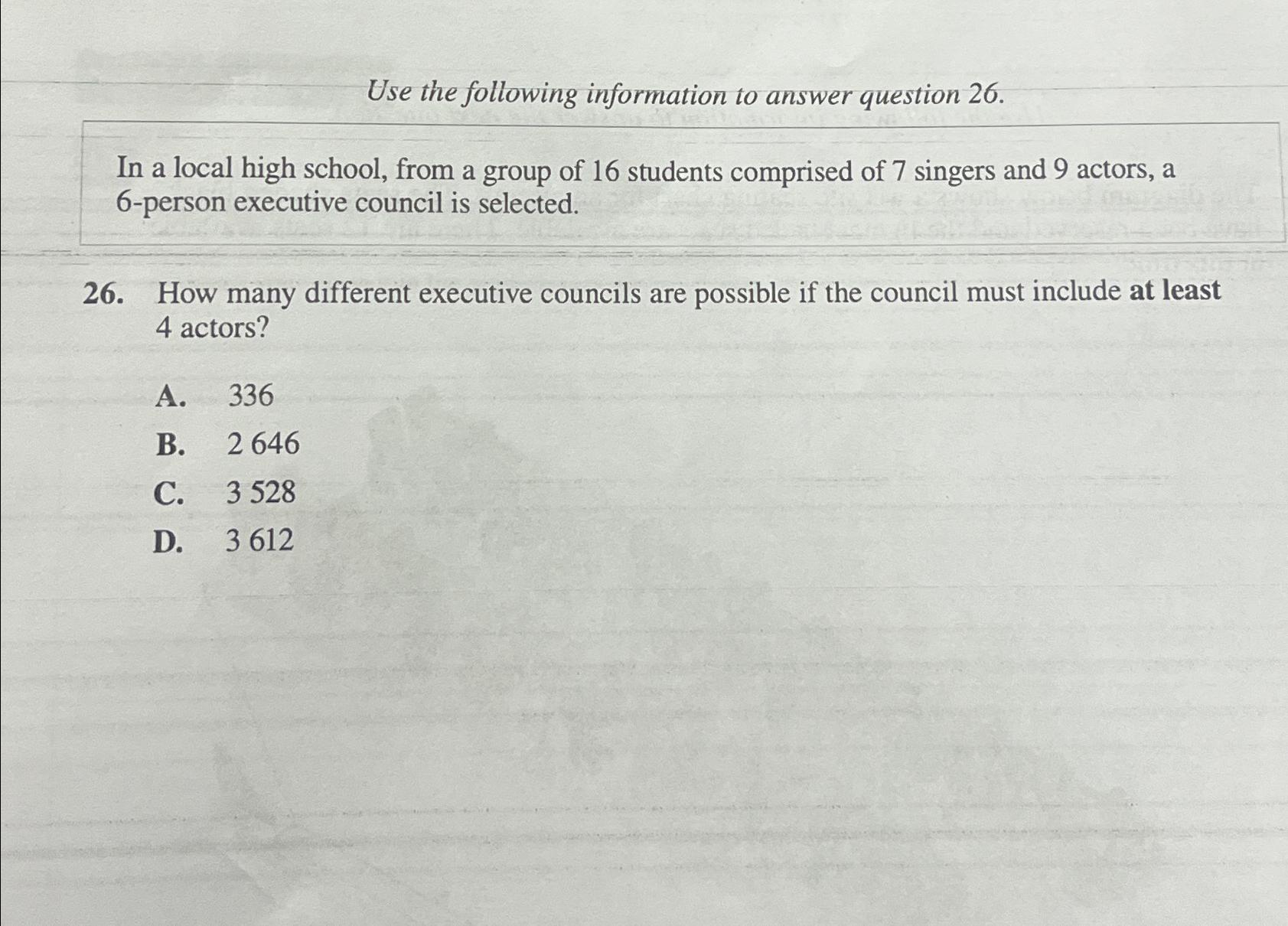 Solved Use the following information to answer question | Chegg.com
