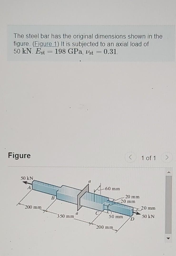 Solved The steel bar has the original dimensions shown in | Chegg.com