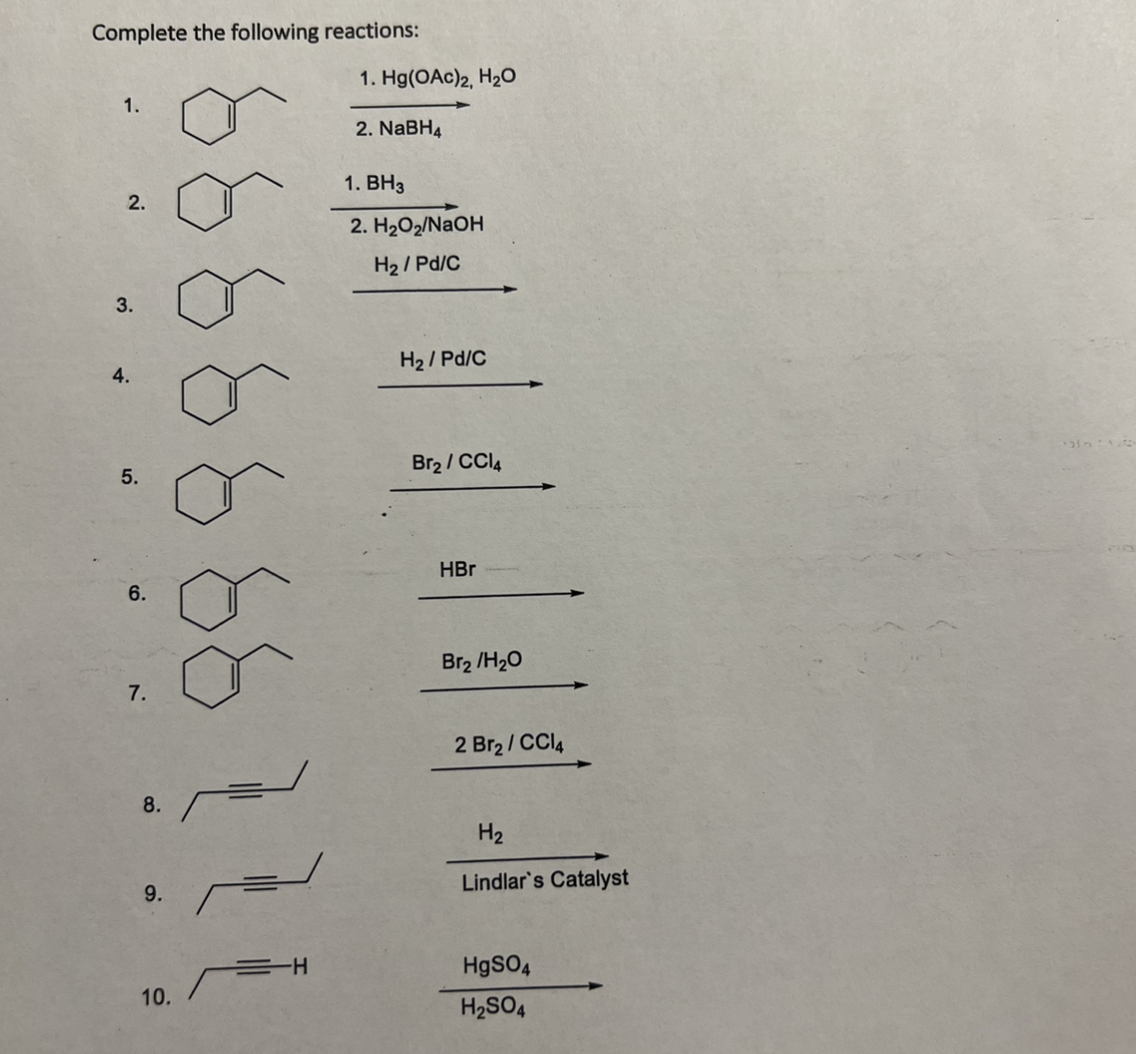 Complete the following | Chegg.com
