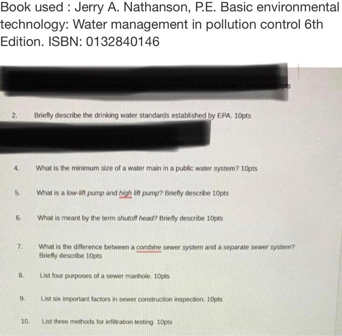 Solved Book used : Jerry A. Nathanson, P.E. Basic | Chegg.com