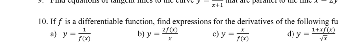 If f ﻿is a differentiable function, find expressions | Chegg.com