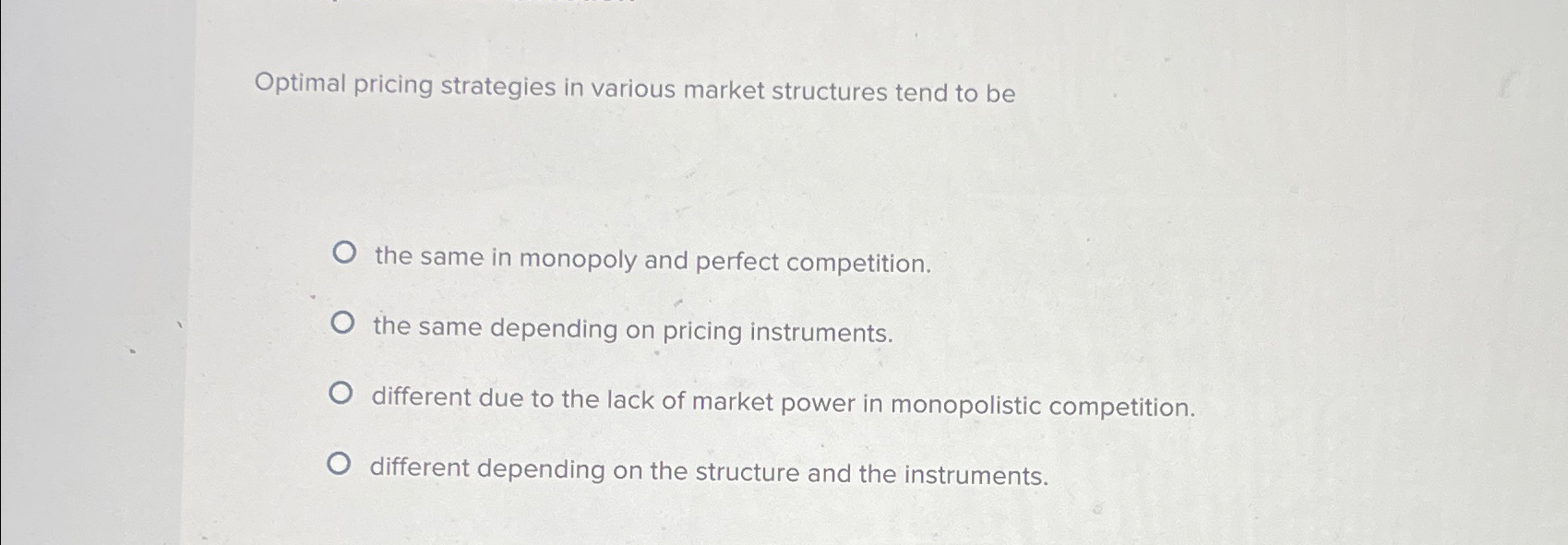 Solved Optimal pricing strategies in various market | Chegg.com