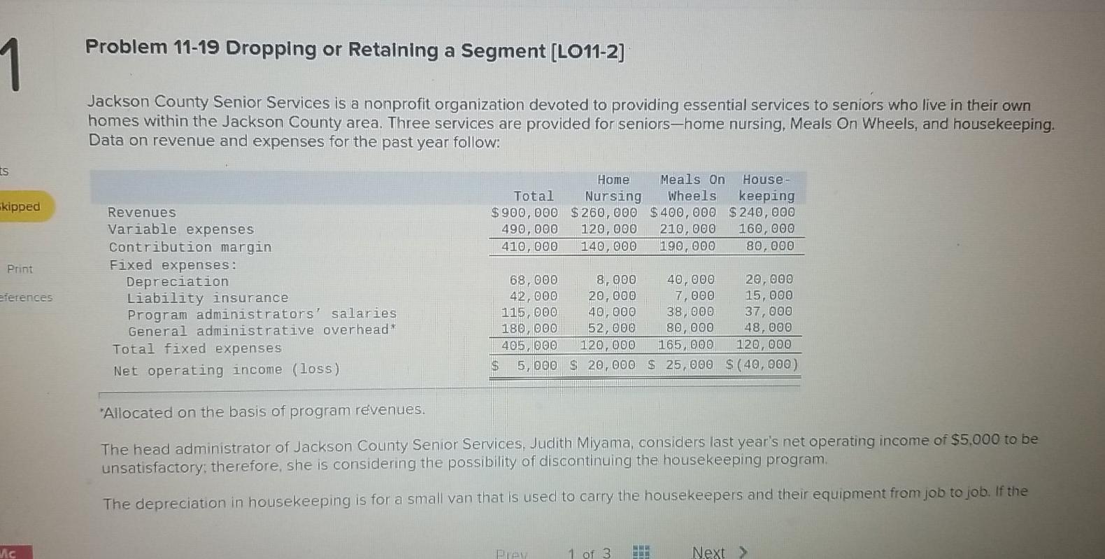 Solved Problem 11-19 Dropping or Retaining a Segment | Chegg.com