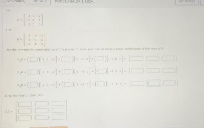 Solved A=⎣⎡1−31010−212⎦⎤ and a) =⎣⎡21−12−10−203⎦⎤ Give the | Chegg.com