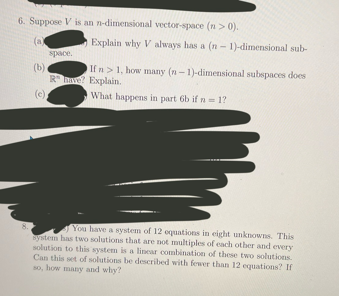 Solved Suppose V ﻿is an n-dimensional vector-space >(0.(a) | Chegg.com