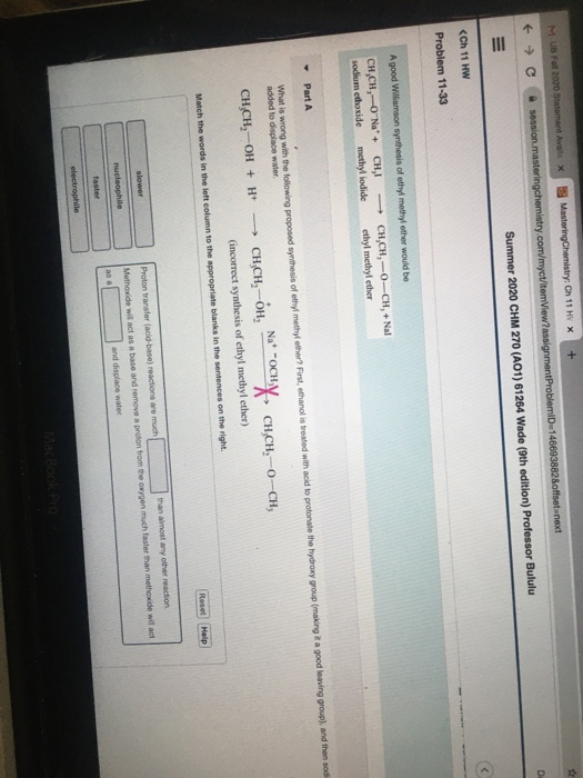 Solved + Mastering Chemistry: Ch 11 HV X MUB Fall 2020 | Chegg.com