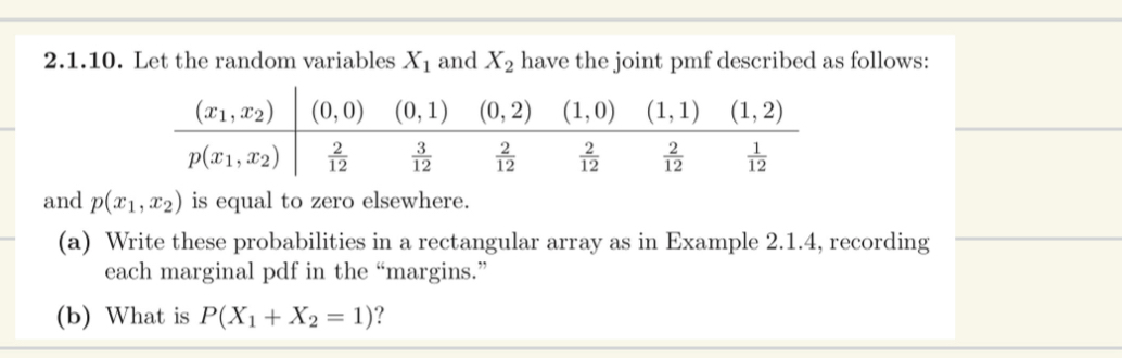 Solved 2.1.10. ﻿Let the random variables x1 ﻿and x2 ﻿have | Chegg.com