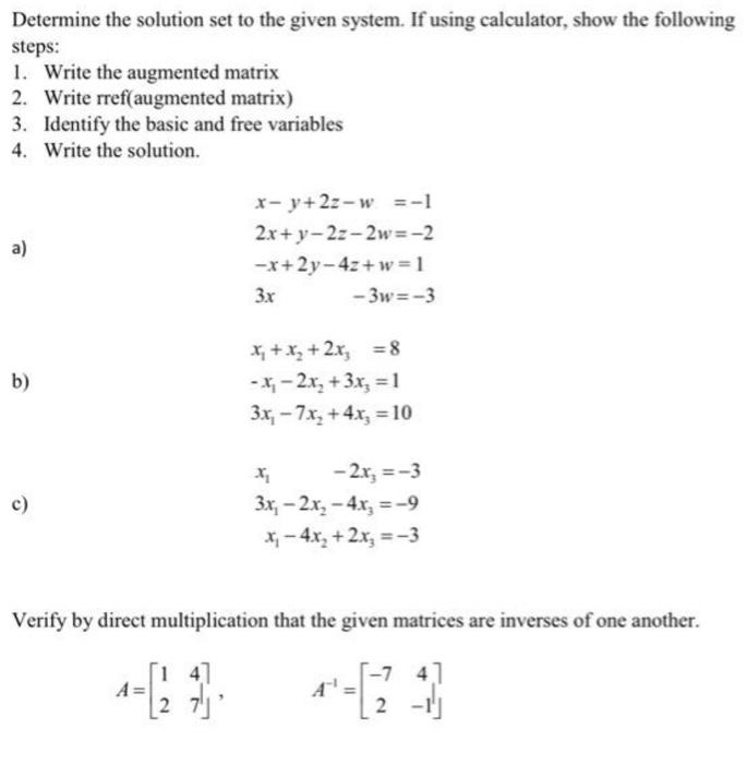 Solved Determine A, if possible, using the Gauss-Jordan | Chegg.com