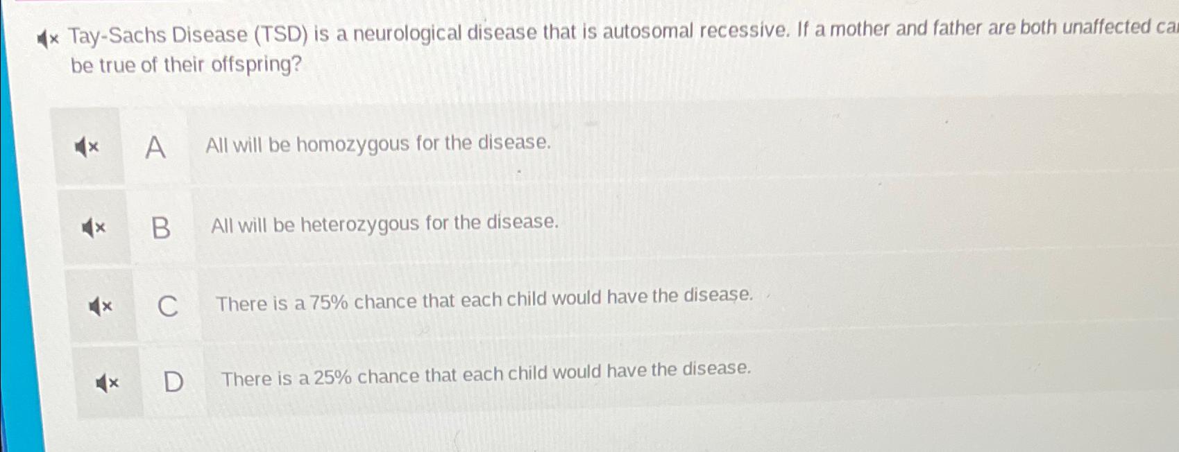 Solved Tay-Sachs Disease (TSD) ﻿is a neurological disease | Chegg.com