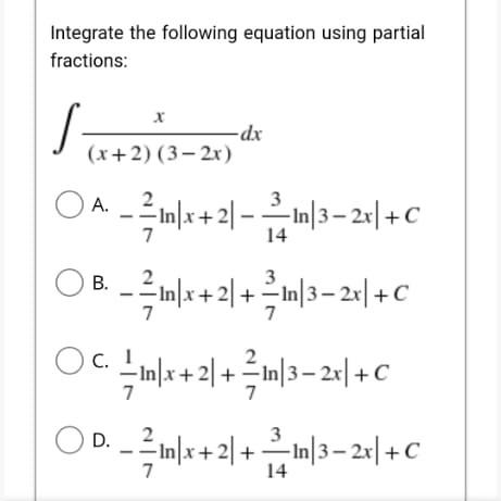 Solved Integrate the following equation using partial | Chegg.com