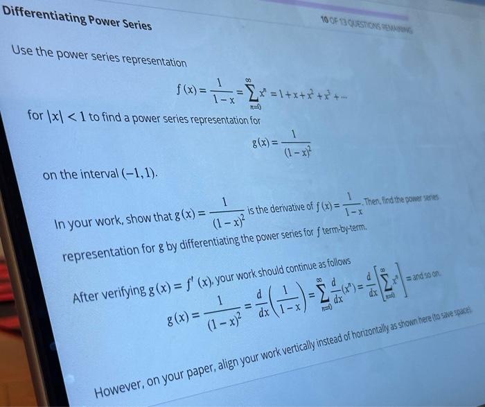 Solved Use the power series representation \\[ | Chegg.com