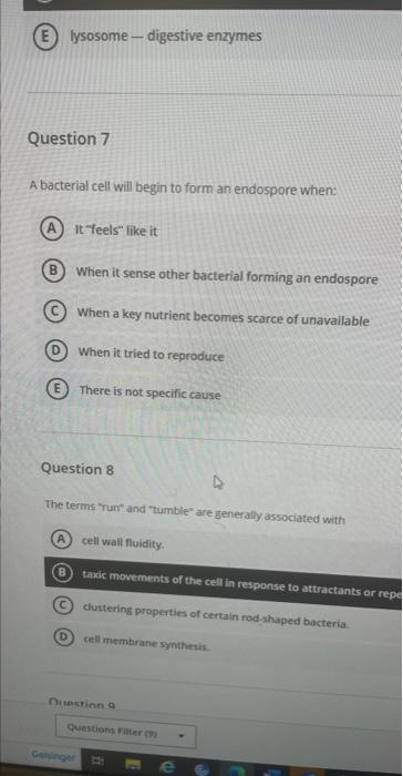 Solved A bacterial cell will begin to form an endospore | Chegg.com