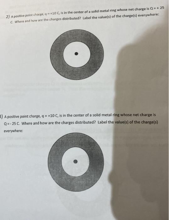 Solved 2) A positive point charge, q = +10 C, is in the | Chegg.com