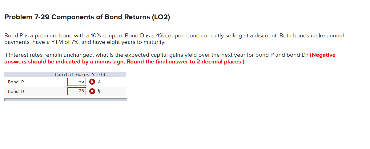 Solved Problem 7-29 ﻿Components of Bond Returns (LO2)Bond P | Chegg.com