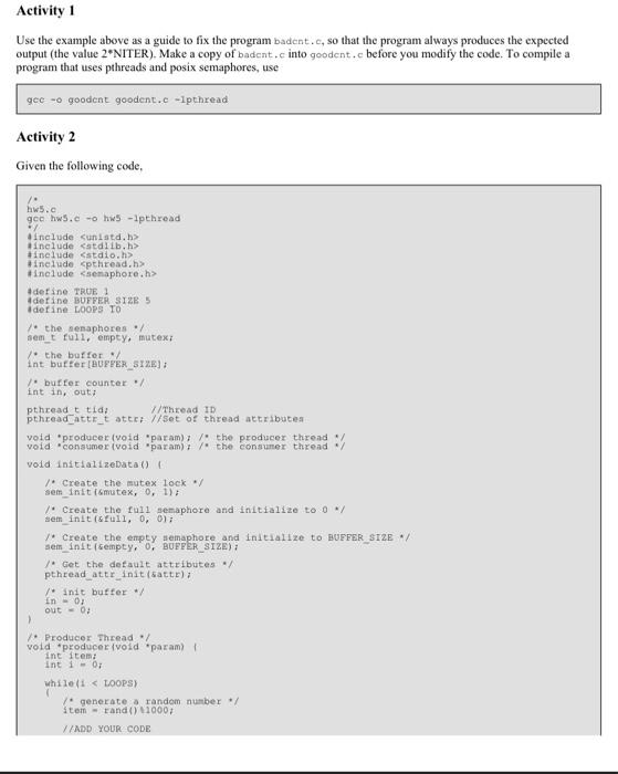 Solved Activity 1 Use the example above as a guide to fix | Chegg.com