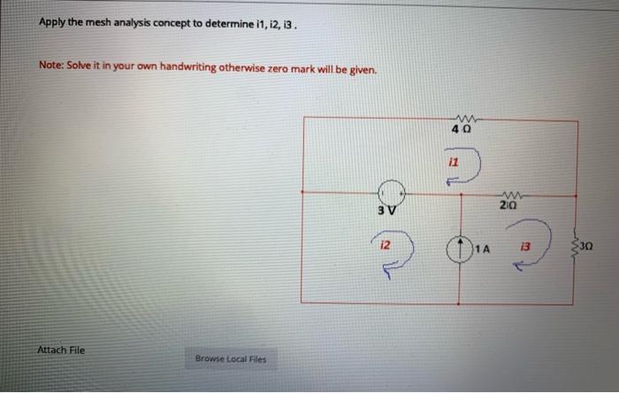 Solved Apply the mesh analysis concept to determine i1, 12, | Chegg.com