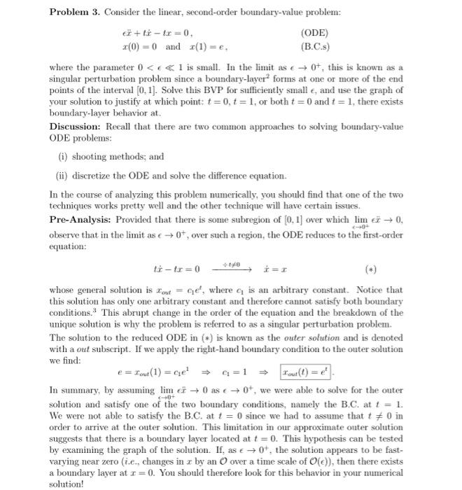 Solved Problem 3. Consider the linear, second-order | Chegg.com