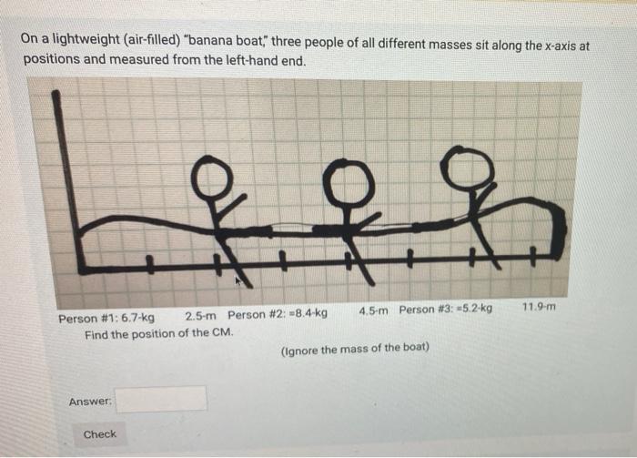 Solved On a lightweight (air-filled) "banana boat," three | Chegg.com
