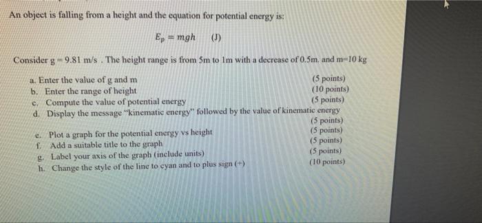 Solved An object is falling from a height and the equation | Chegg.com