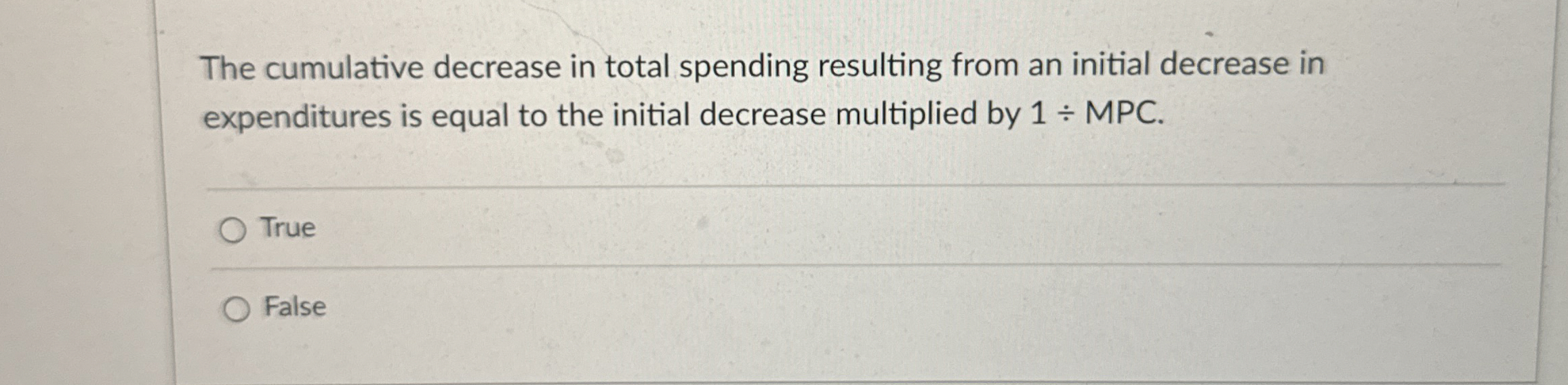 Solved The cumulative decrease in total spending resulting | Chegg.com