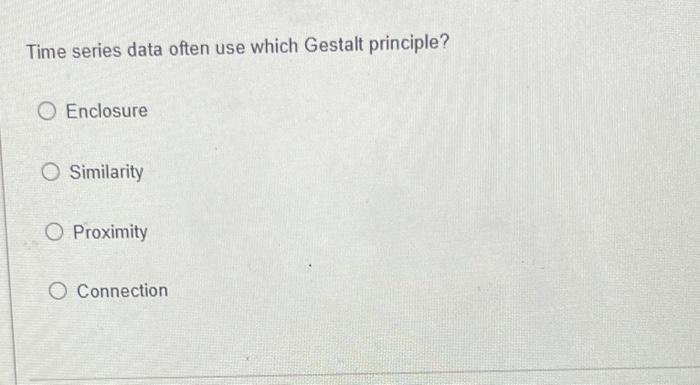 Solved Time series data often use which Gestalt principle? O | Chegg.com
